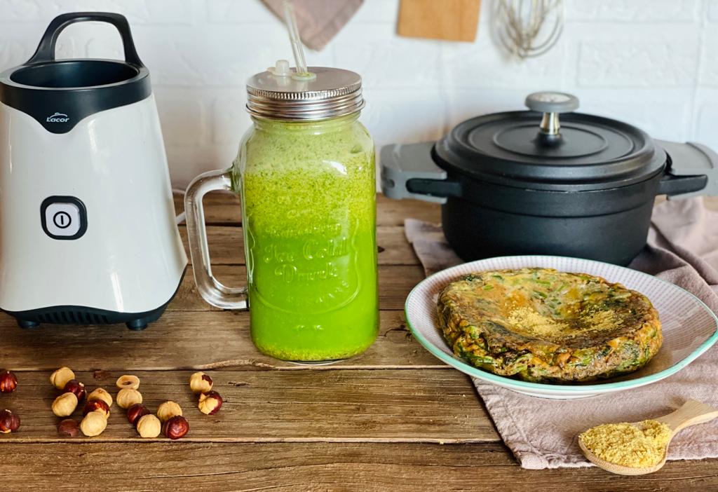 Jus vert et omelette aux épinards
